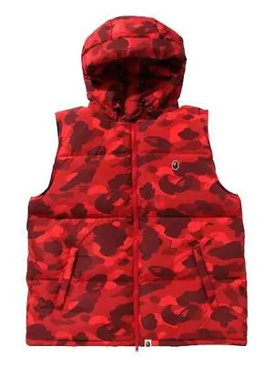 A BATHING APE Camo Down Vest - Red