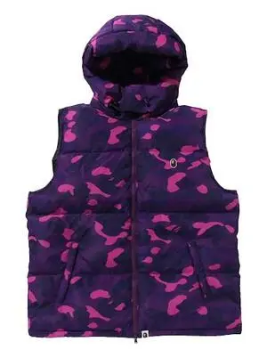 A BATHING APE Camo Puffer Vest - Purple