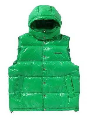 A BATHING APE Line Camo Debossed Nylon Down Vest - Green