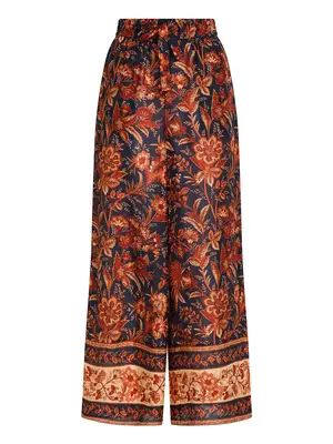 Zimmermann Floral-print Wide-leg Silk Pants - Navy