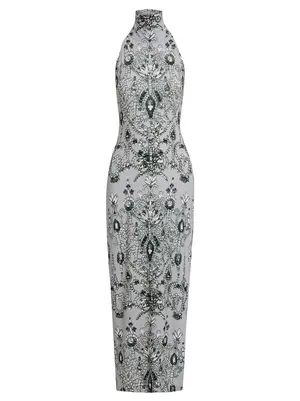 Norma Kamali Printed Stretch-jersey Gown - Light Gray