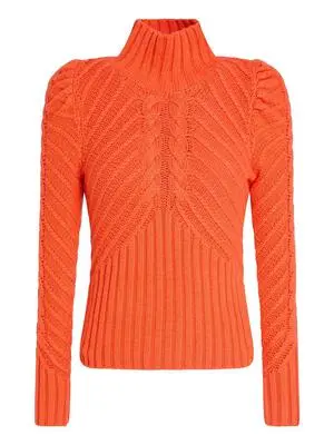 Zimmermann Cable-knit Wool-blend Turtleneck Sweater - Orange