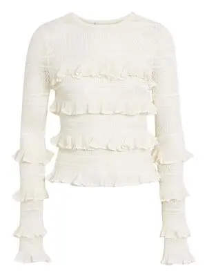 Zimmermann Ruffled Crochet-knit Top - Ivory
