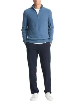 Vince Plush Cashmere Quarter-Zip Pullover Blue
