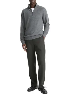 Vince Plush Cashmere Quarter-Zip Pullover Grey