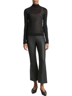 Vince Sheer Long-sleeve Mock-neck Top - Black