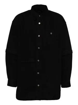 SONGZIO Asymmetric Detachable Denim Shirt - Black