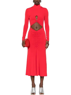 NISSA Cut-out Midi Dress - Red