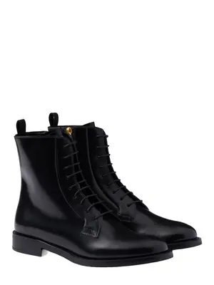 Prada Leather Ankle Boots - Black