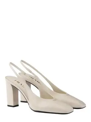 Prada 85mm Leather Slingback Pumps - Neutrals