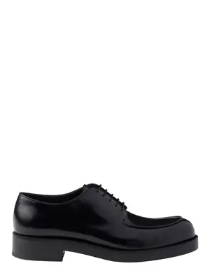 Prada Brushed Leather Derby Shoes - Black