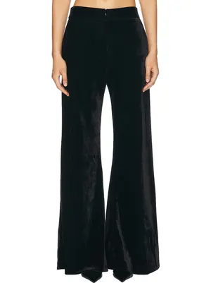 PatBO Velvet Wide Leg Pant - Black