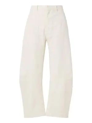 NILI LOTAN Nili Lotan Shon Cotton-Blend Twill Barrel-Leg Pants Neutrals