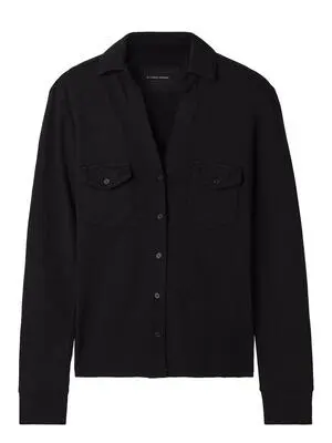 NILI LOTAN Liam Cotton-jersey Shirt - Black