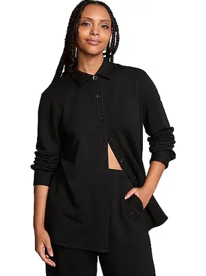 Victoria's Secret Brushed Modal Fleece Oversized Shirt - Black