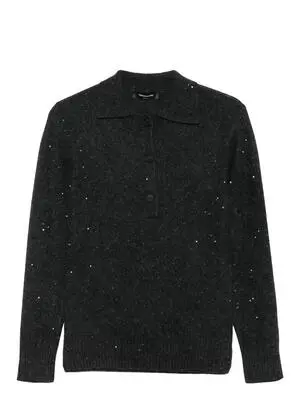 Fabiana Filippi Sequin-embellished Polo Sweater - Grey