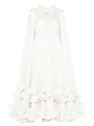 ANA RADU Cape-detailed Maxi Dress - White
