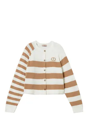 TWINSET Two-tone Striped Cardigan - Neutrals