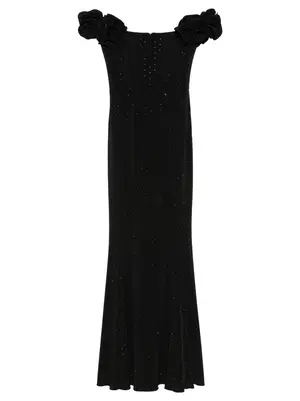 NISSA Embellished Maxi Dress - Black