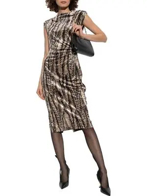 Diane Von Furstenberg Abstract-pattern Midi Dress - Black