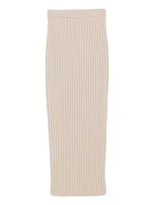 Max Mara Ribbed Wool-cashmere Midi Skirt - Neutrals