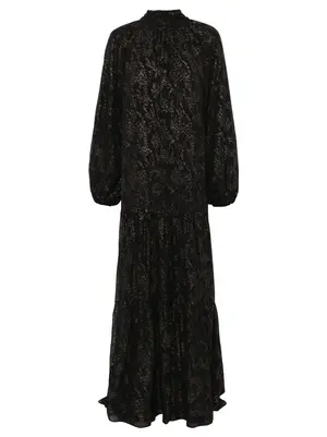 NISSA Glitter-detail Maxi Dress - Black