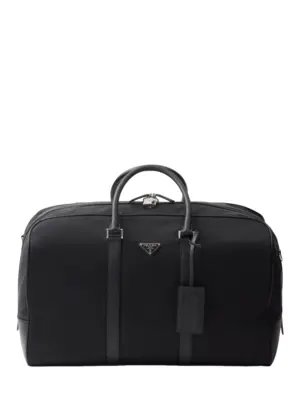 Prada Re-nylon And Saffiano Leather Duffle Bag - Black