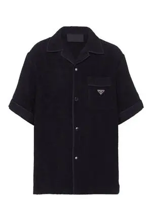Prada Cotton Towel Bowling Shirt - Black