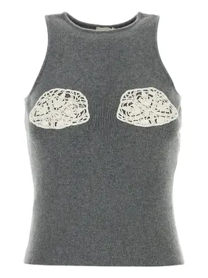 Magda Butrym Crochet-detail Knitted Top - Grey