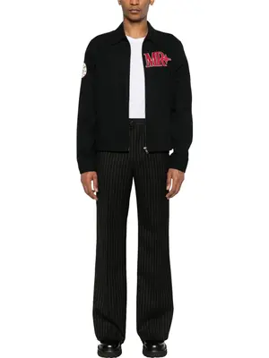 MIDNIGHT RODEO Pinstripe Flared Trousers - Black