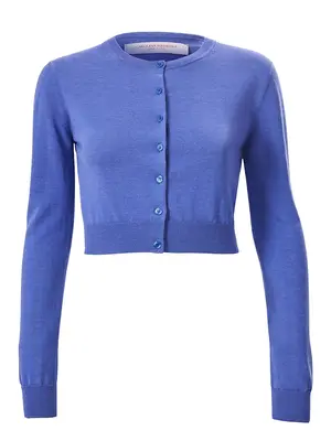 Carolina Herrera Carolina Herrera Silk-Cotton Knit Crop Cardigan Delphinium
