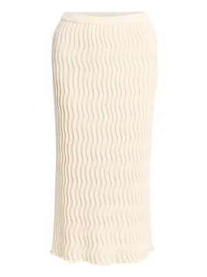 Bottega Veneta Bottega Veneta Zigzag Knit Midi Skirt Hay