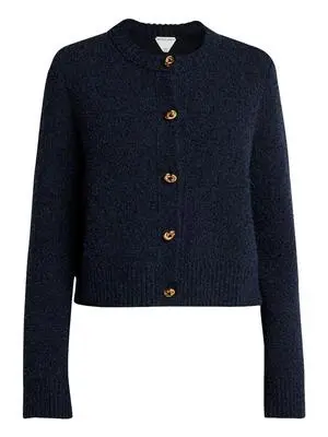 Bottega Veneta Knot-button Boucle Knit Cardigan - Navy