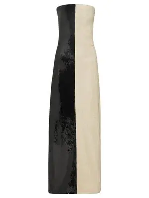 DIMA AYAD Half And Half Sequined Strapless Dress
