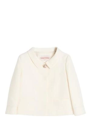 Valentino Garavani Crepe Couture Jacket With Jewel Button Detail - Ivory