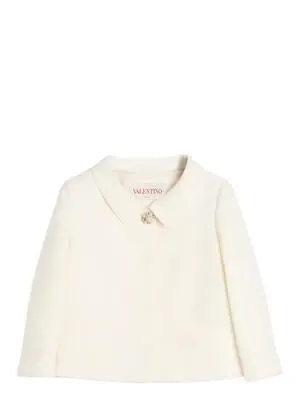 Valentino Garavani Crepe Couture Jacket With Jewel Button Detail - Ivory