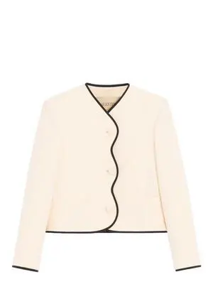Valentino Garavani Crepe Couture Jacket With Jewel Button Detail - Vanilla/black