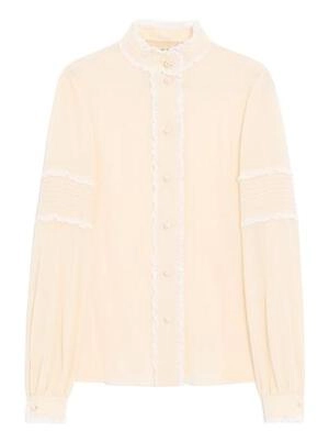 ValentinoGaravani Crepe De Chine Long-sleeve Shirt With Bow Detail - Vanilla