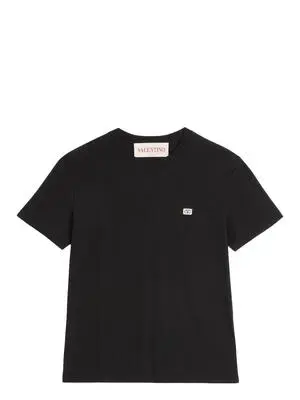 Valentino Garavani Cotton T-shirt With Vlogo Patch - Black