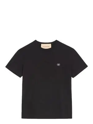 Valentino Garavani Cotton T-shirt With Vlogo Patch Black