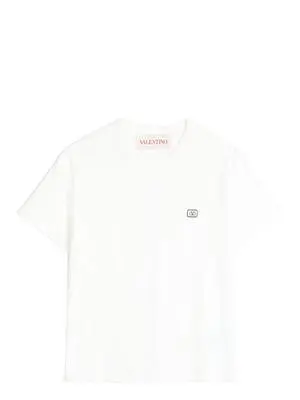 Valentino Garavani Cotton T-shirt With Vlogo Patch - Ivory