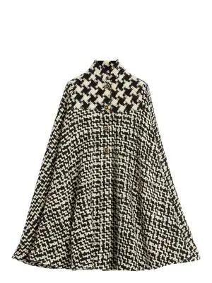 Valentino Garavani Geometric Tweed Cape - Ivory/black