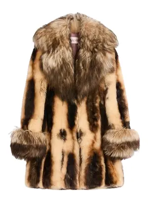 Valentino Garavani Shearling Lynx Print Coat Beige/brown
