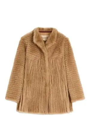 Valentino Garavani Shearling Lynx Print Coat - Honey