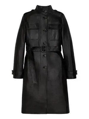 Veronica De Piante Celine Nappa Leather Coat - Black