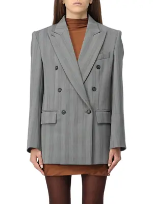 Sportmax Striped Double-breasted Jacket - Grey