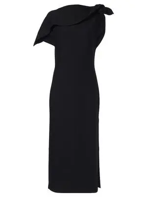 Oscar De La Renta Draped Wool-blend Midi Dress - Black