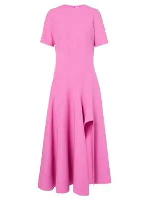 Oscar De La Renta Draped Wool-blend Midi Dress In Paprika - Pink
