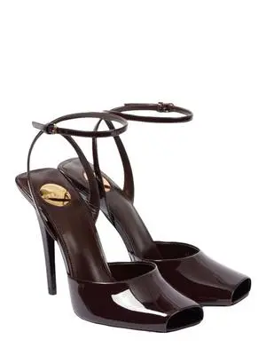 Saint Laurent La Scandale 110 Patent Leather Sandals - Brown