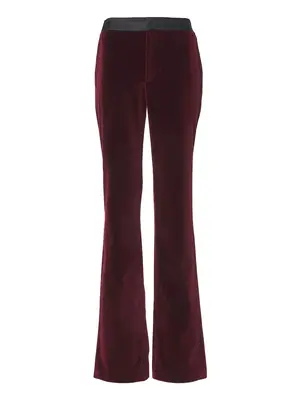 TOD'S High-rise Flared Velvet Pants - Burgundy